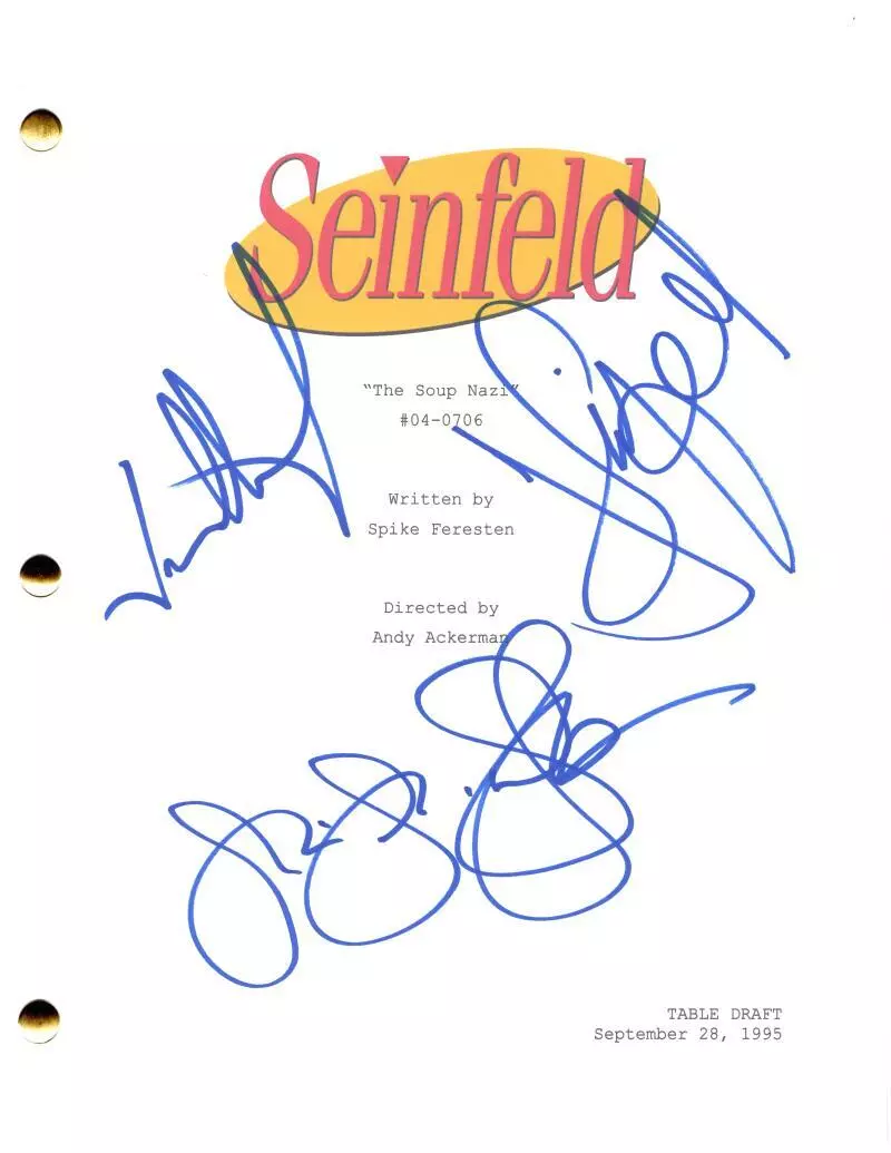 Jerry Seinfeld Julia Louis-Dreyfus & Jason Signed Autograph Soup Nazi ...