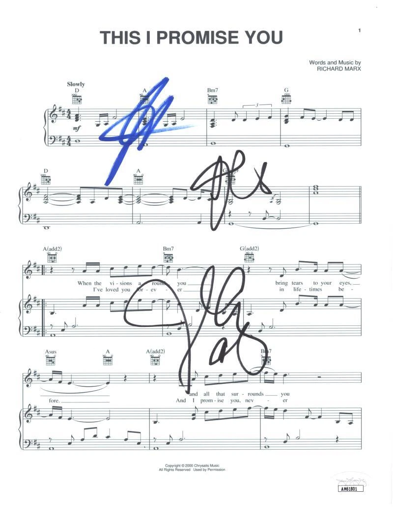 Joey Fatone Lance JC NSYNC Signed Autograph This I Promise You Sheet ...