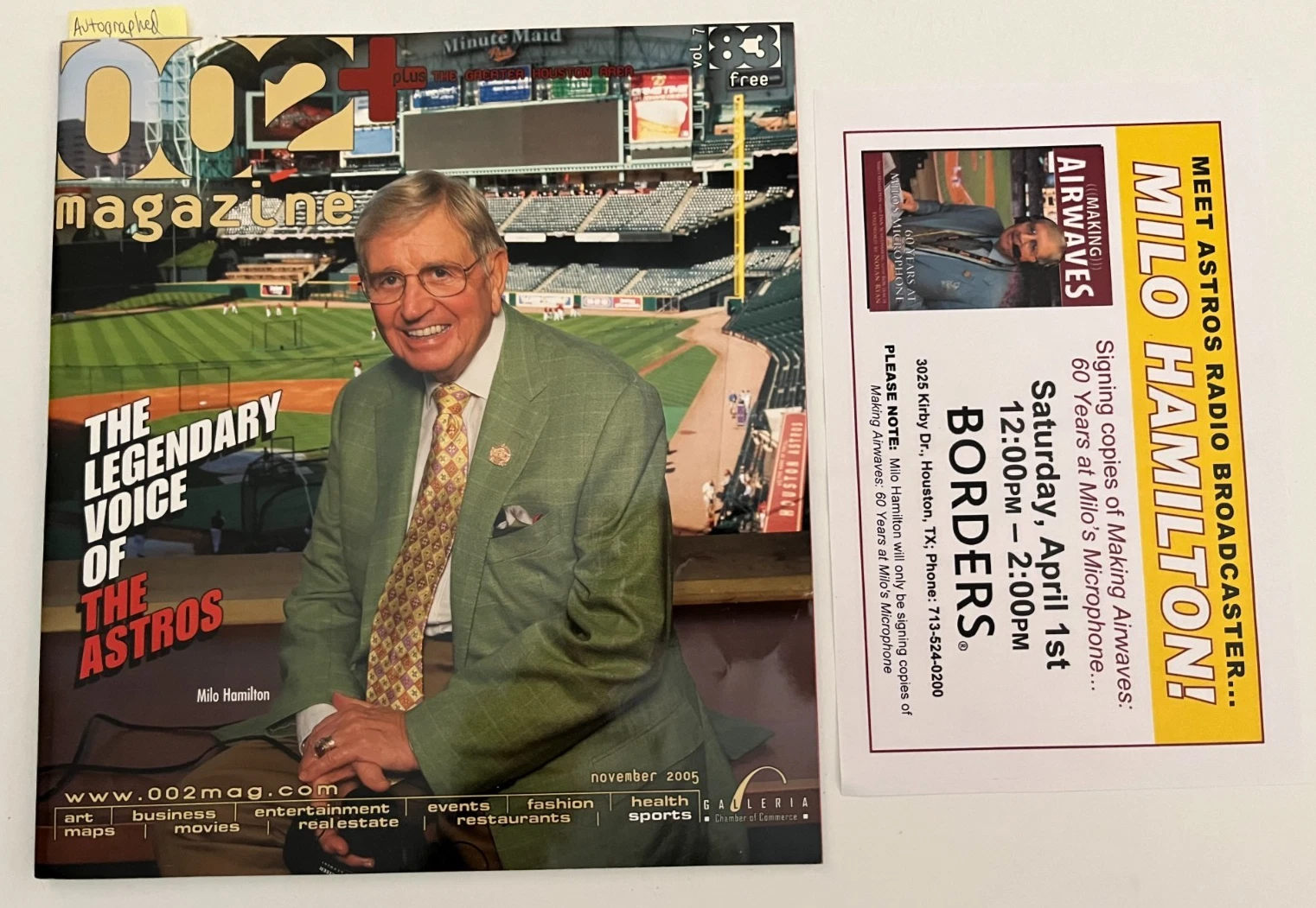 Milo Hamilton Astros Baseball Announcer Signed Autograph Magazine BAS ...