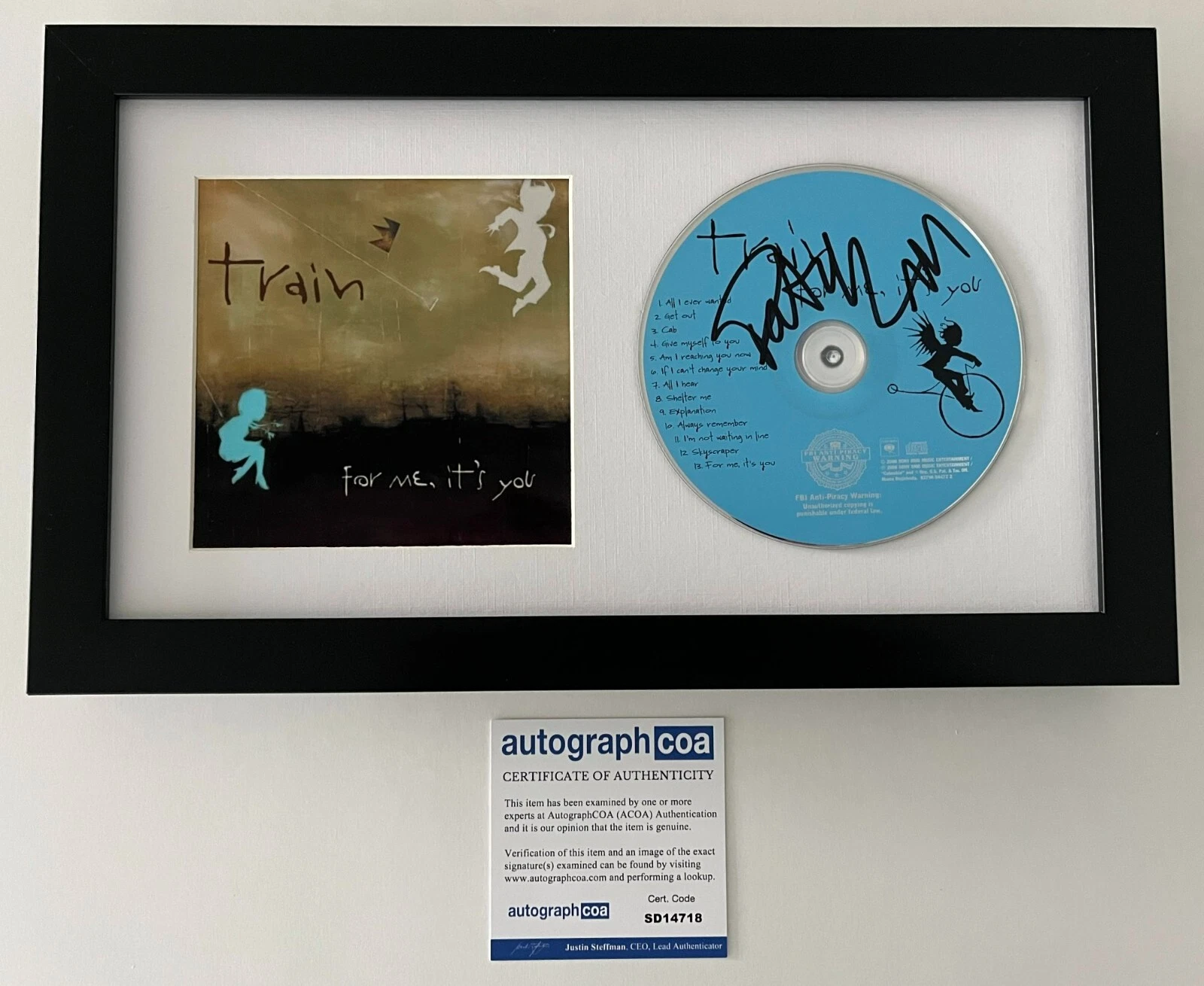 PAT PATRICK MONAHAN SIGNED TRAIN FOR ME IT'S YOU FRAMED CD w/EXACT ...