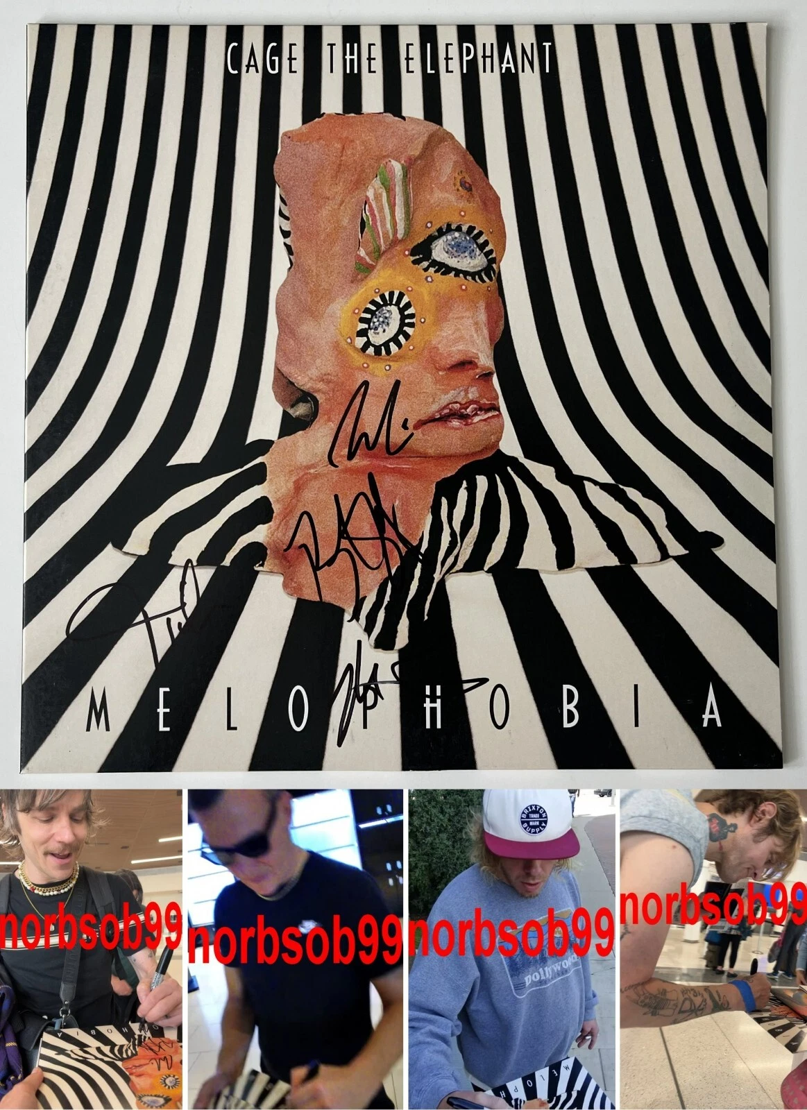 CAGE THE ELEPHANT MATT SHULTZ +3 SIGNED AUTOGRAPH MELOPHOBIA VINYL w ...
