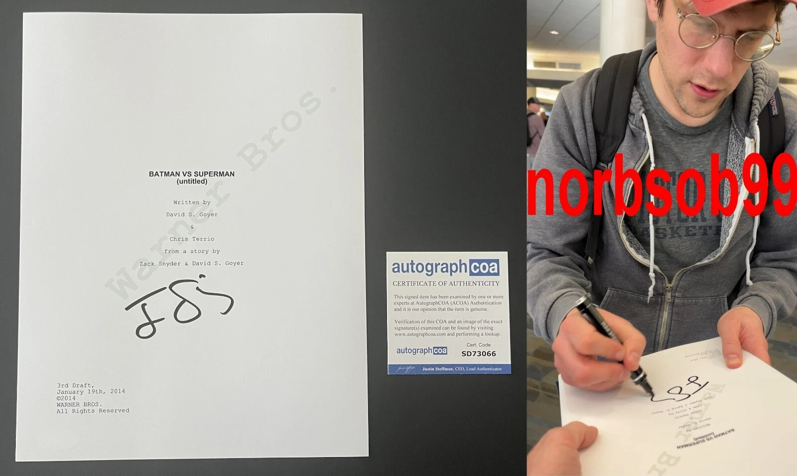 JESSE EISENBERG SIGNED AUTOGRAPH BATMAN V. SUPERMAN SCRIPT w/EXACT ...