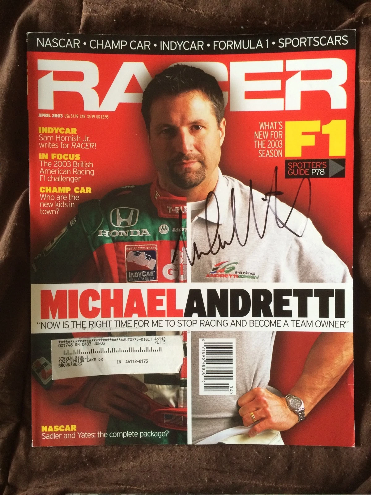 Racer Magazine Indy 500 Signed By Michael Andretti Autographed ...