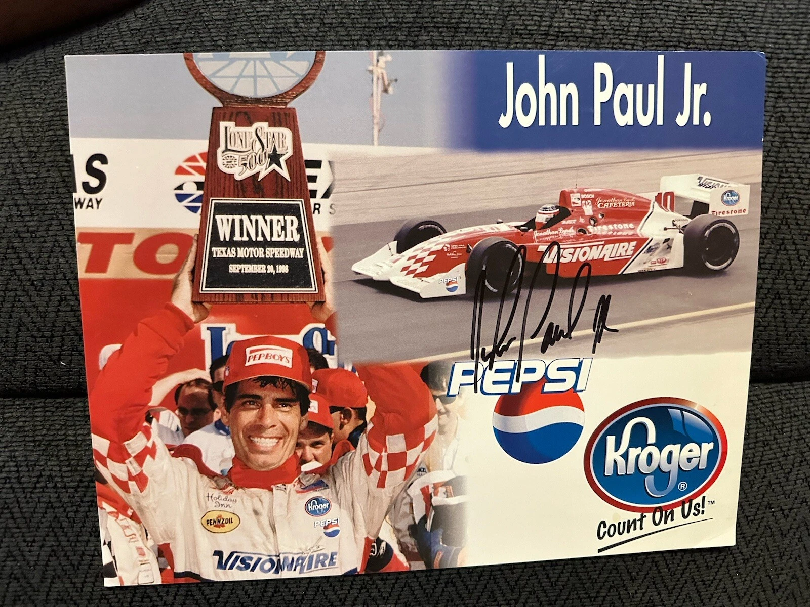 John Paul Jr Promo Card Signed Hero Handout Card Indianapolis 500 Indy ...