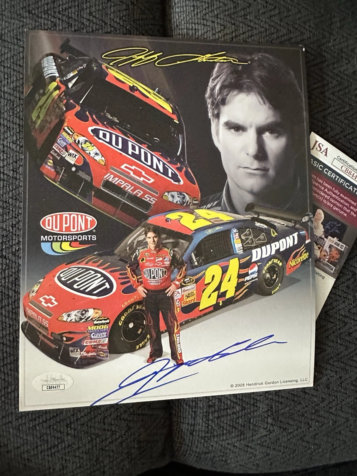 Jeff Gordon Signed NASCAR Promo hero Card JSA Authentication COA ...