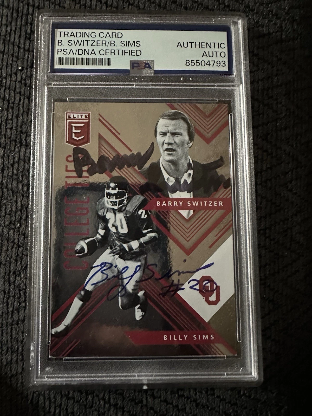 Barry Switzer Billy Sims Signed 2018 Panini Elite Draft #3 Card PSA ...