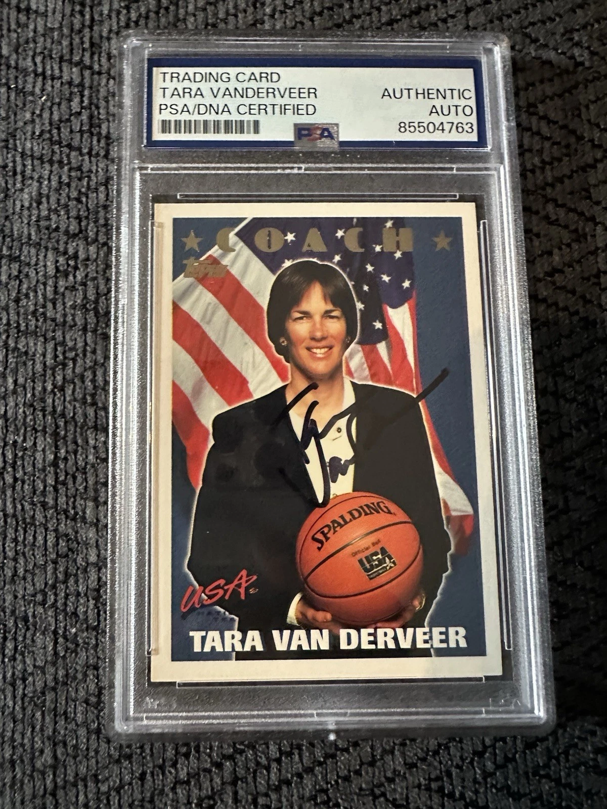 Tara Vanderveer Signed 1995 Topps USA Card #24 PSA /DNA Slab COA ...