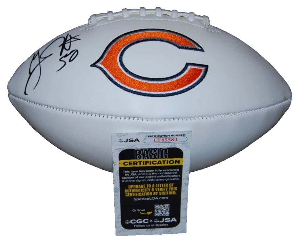GRADY JARRETT signed (CHICAGO BEARS) full size white logo football JSA ...