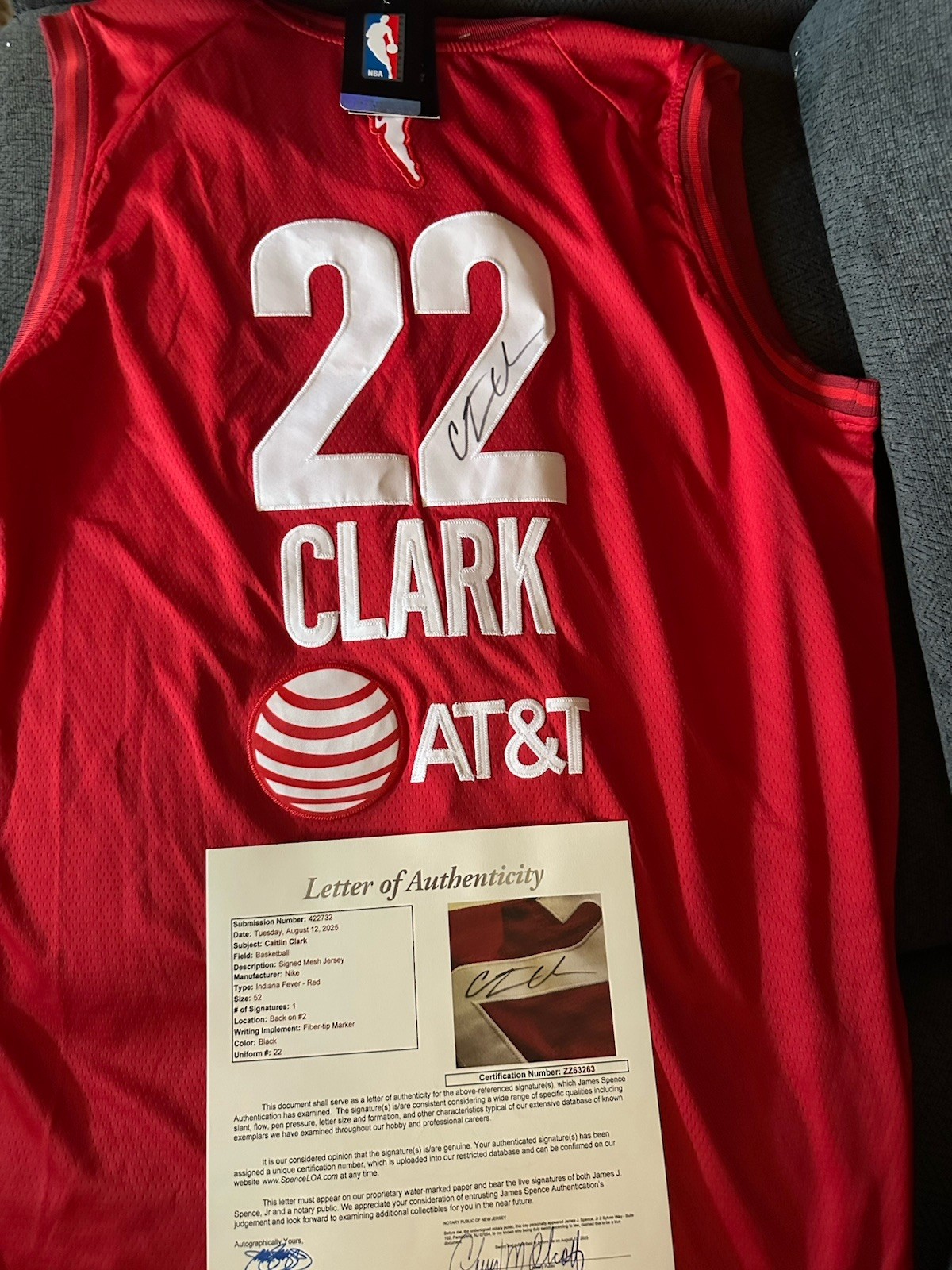 Caitlin Clark SIGNED Indiana Fever Jersey XL JSA Authentication LOA COA ...