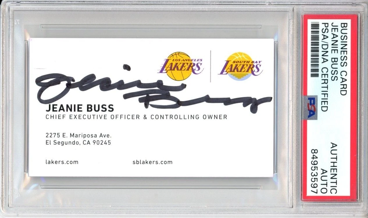 JEANIE BUSS LOS ANGELES LAKERS CEO OWNER SIGNED BUSINESS CARD PSA DNA ...