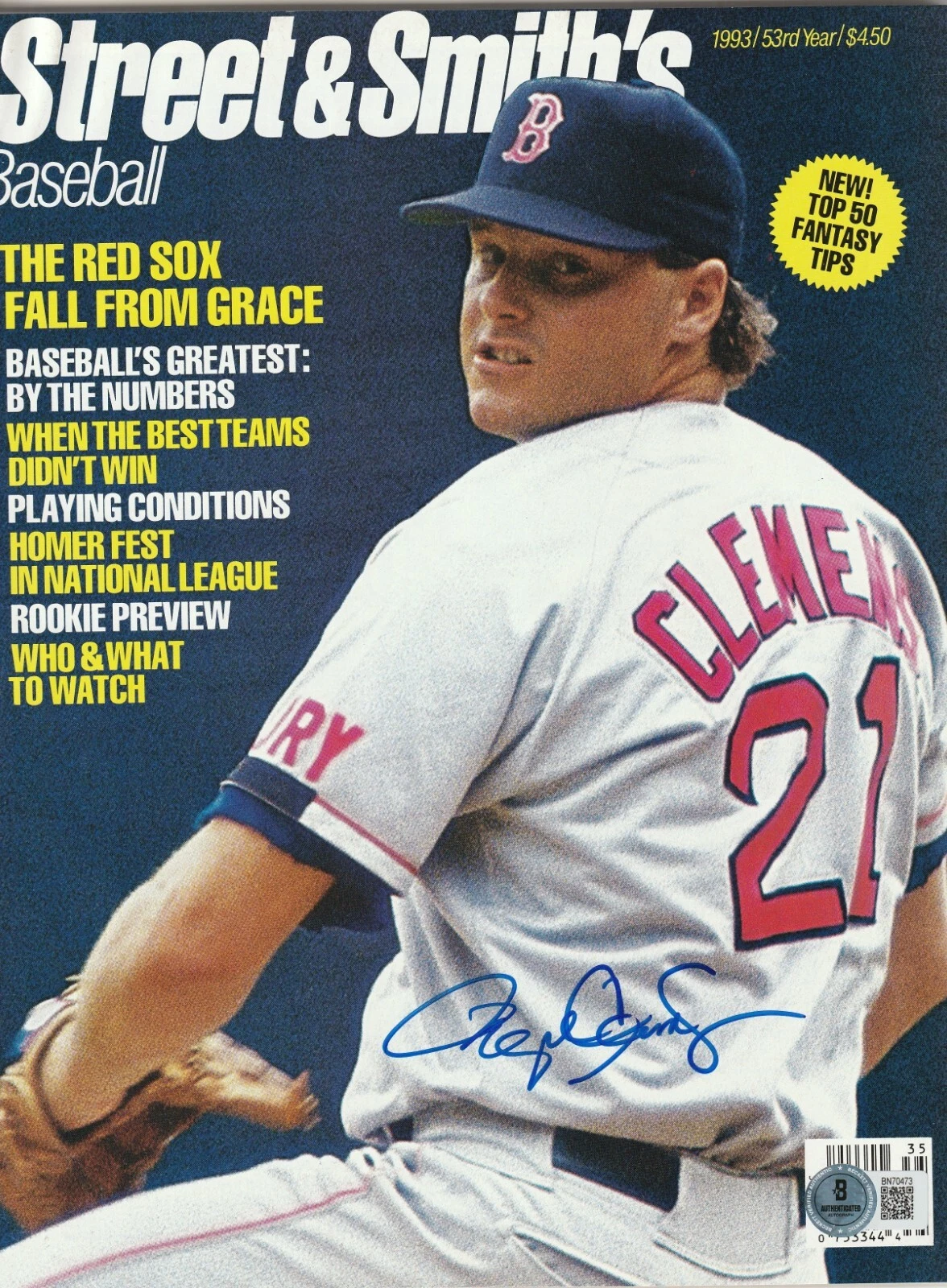 ROGER CLEMENS Signed 1993 STREET & SMITH'S Magazine Beckett Auth (BAS ...
