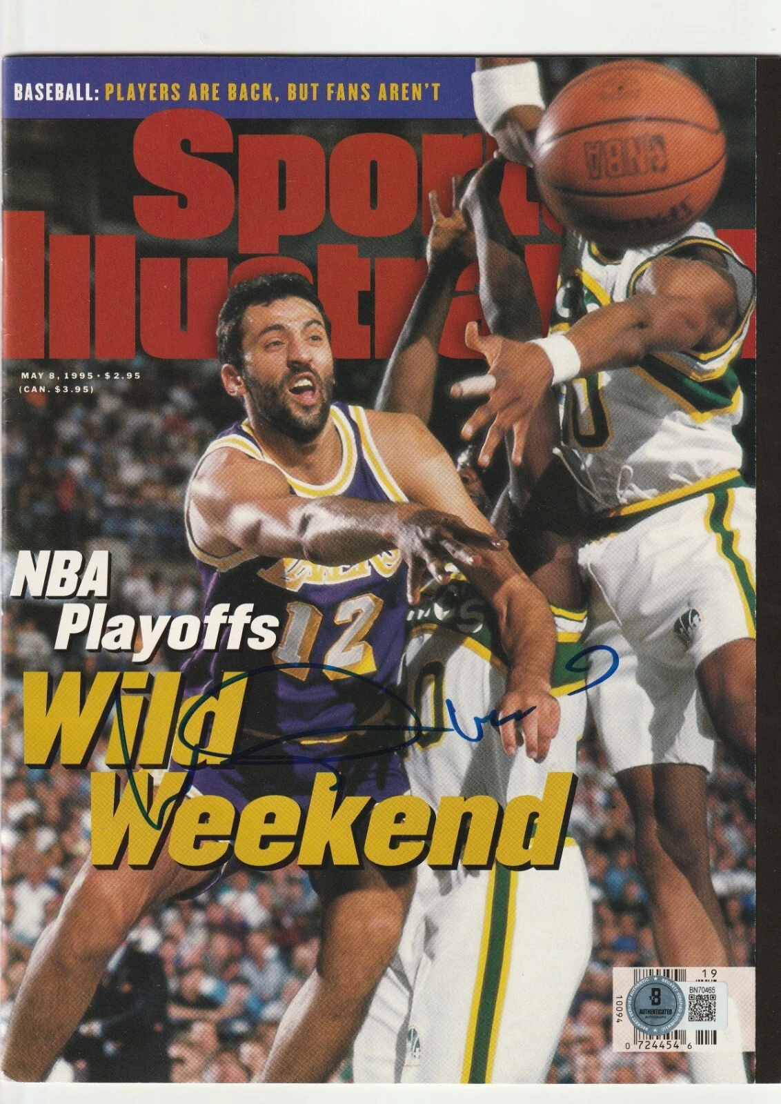 VLADE DIVAC Signed 5/8/95 SPORTS ILLUSTRATED Beckett Auth. (BAS) No ...