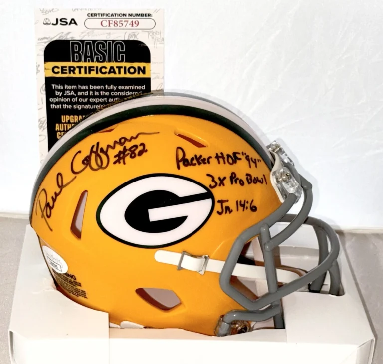 Paul Coffman signed Green Bay Packers Throwback mini helmet W ...