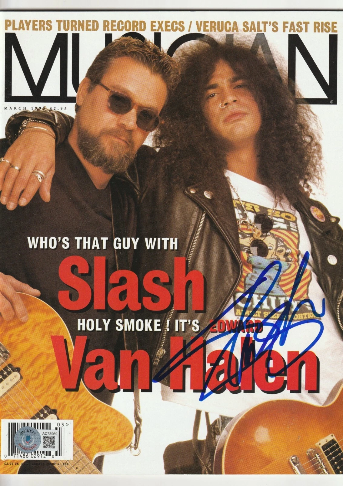 SLASH Signed March 1995 MUSICIAN Magazine Beckett Auth BAS LOA (NO ...