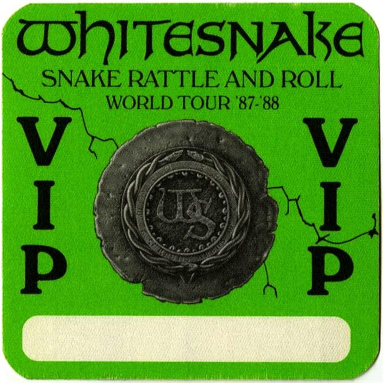 Whitesnake 1987 Snake, Rattle and Roll Concert Tour VIP Backstage Pass ...
