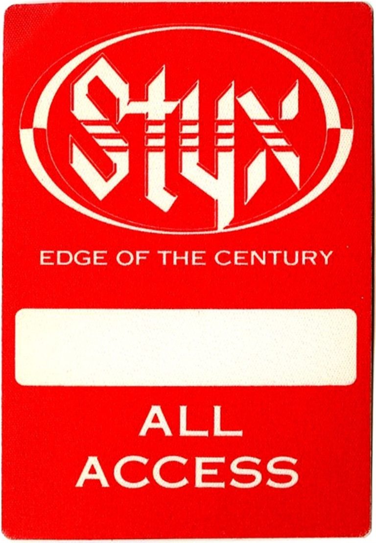 Styx 1990 Edge of the Century Concert Tour All Access Backstage Pass ...