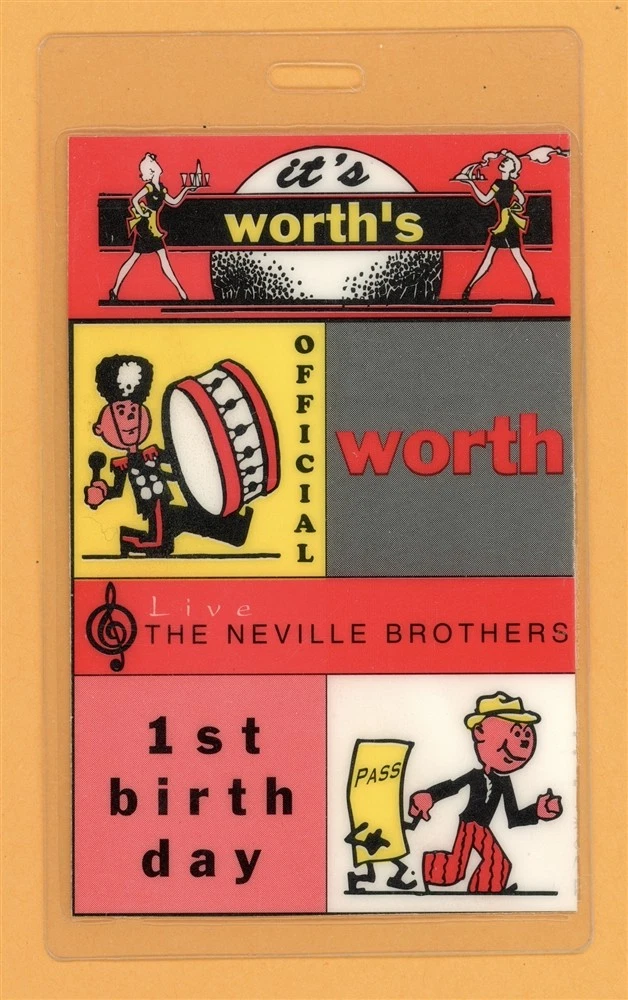 Neville Brothers 1991 1st Birthday Tour WORTH Laminated Backstage Pass ...