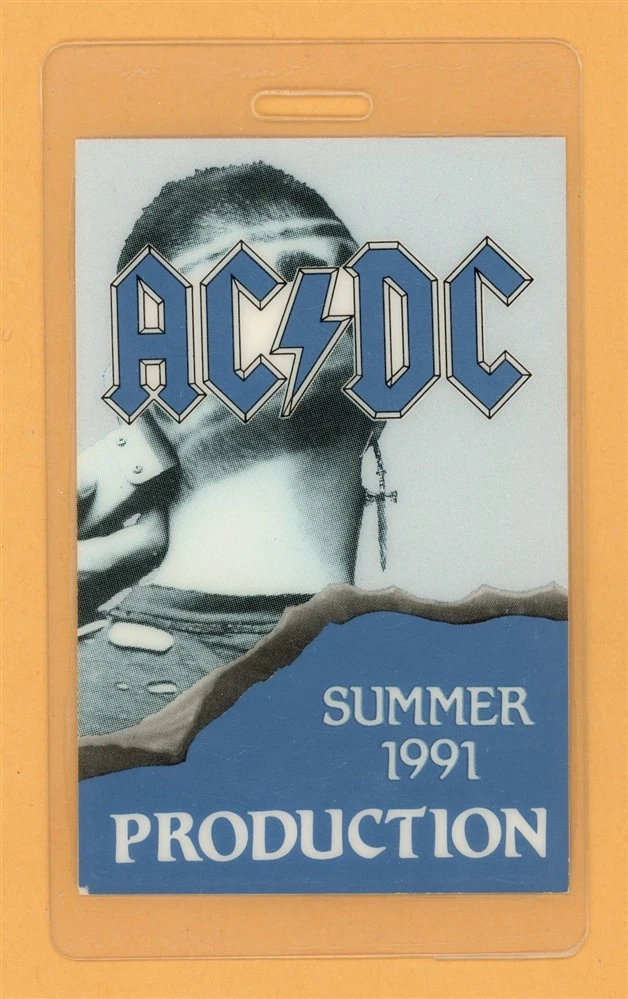 AC/DC 1991 The Razor's Edge Concert Tour Production Laminated Backstage ...
