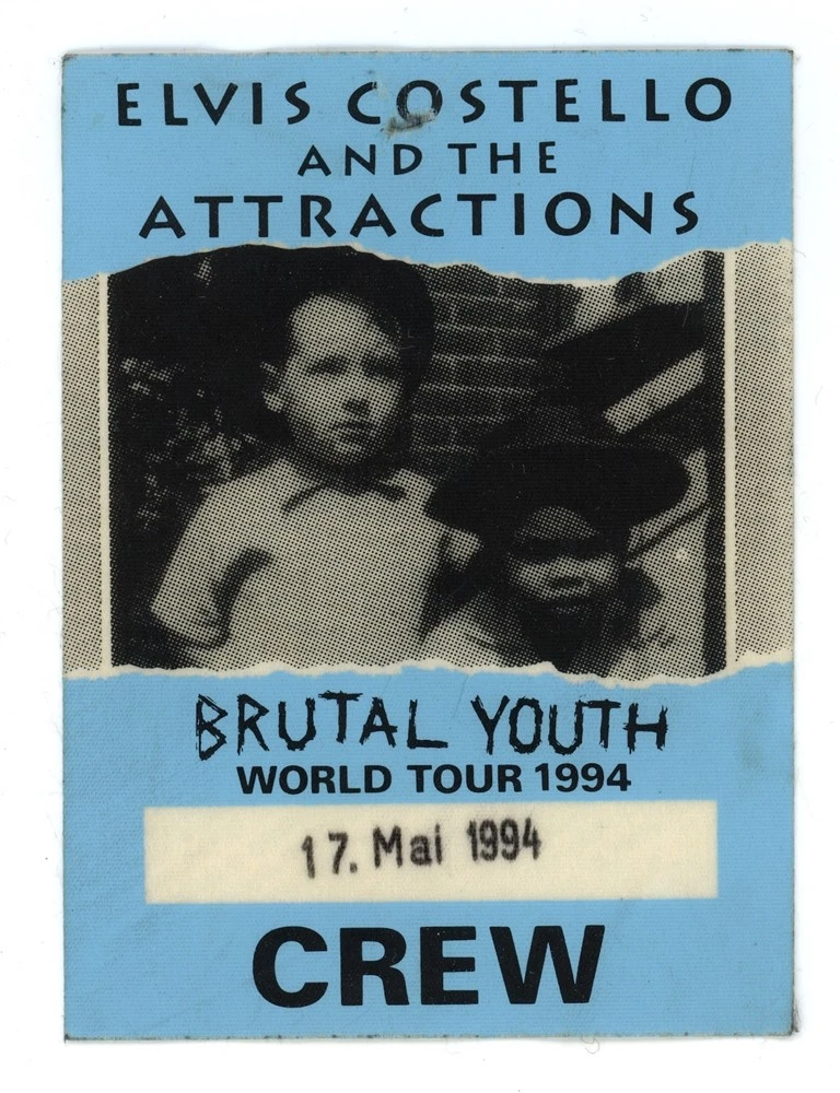 Elvis Costello and The Attractions Crew Backstage Pass - 1994 Brutal ...
