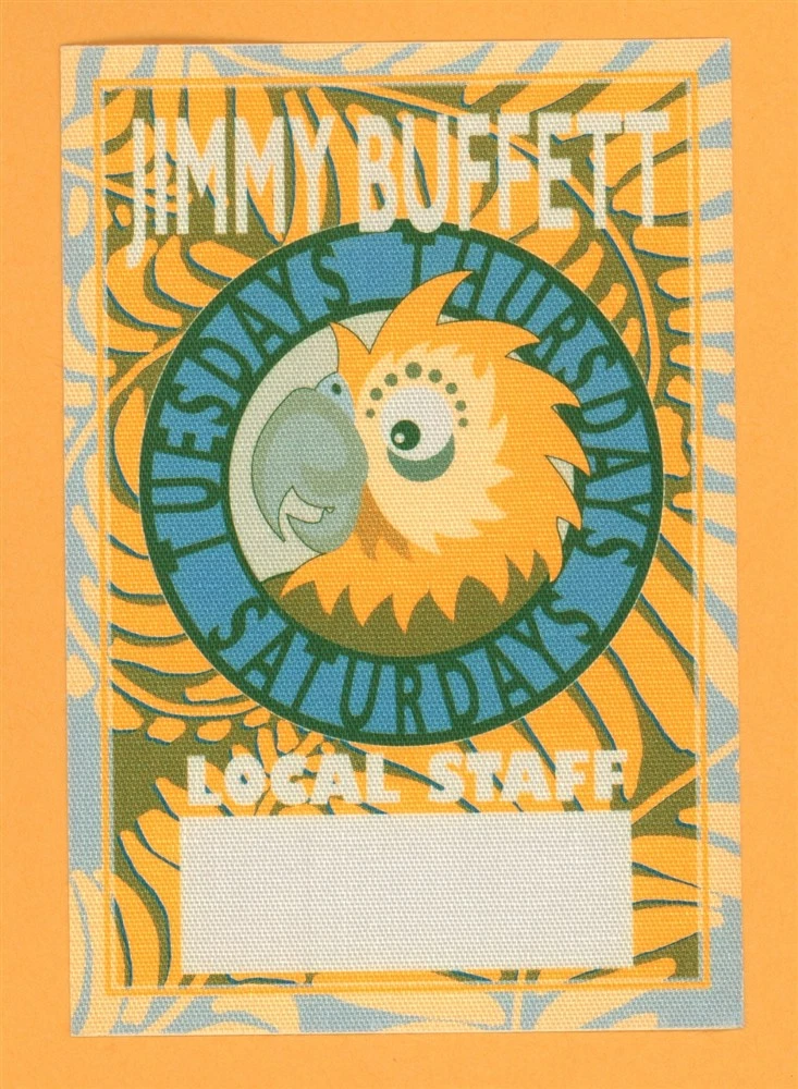 Jimmy Buffett Vintage Cloth Backstage Pass - 1999 Tuesdays Thursdays ...