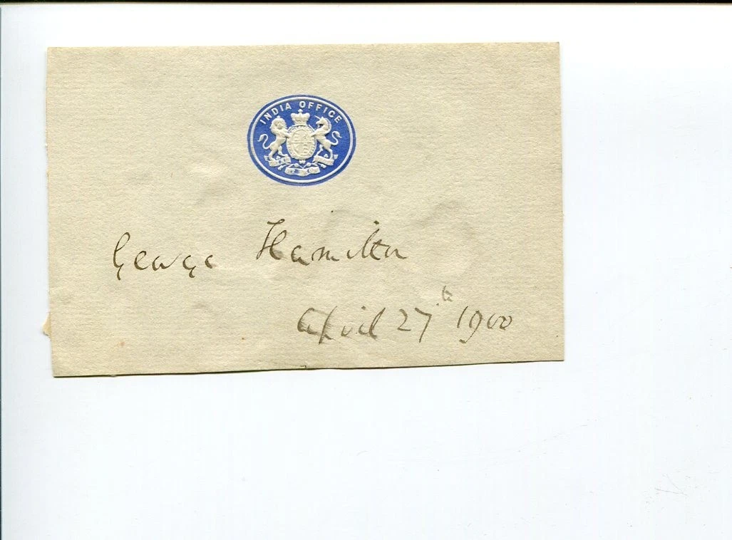 Lord George Hamilton Secretary State India UERL First Admiralty Signed ...