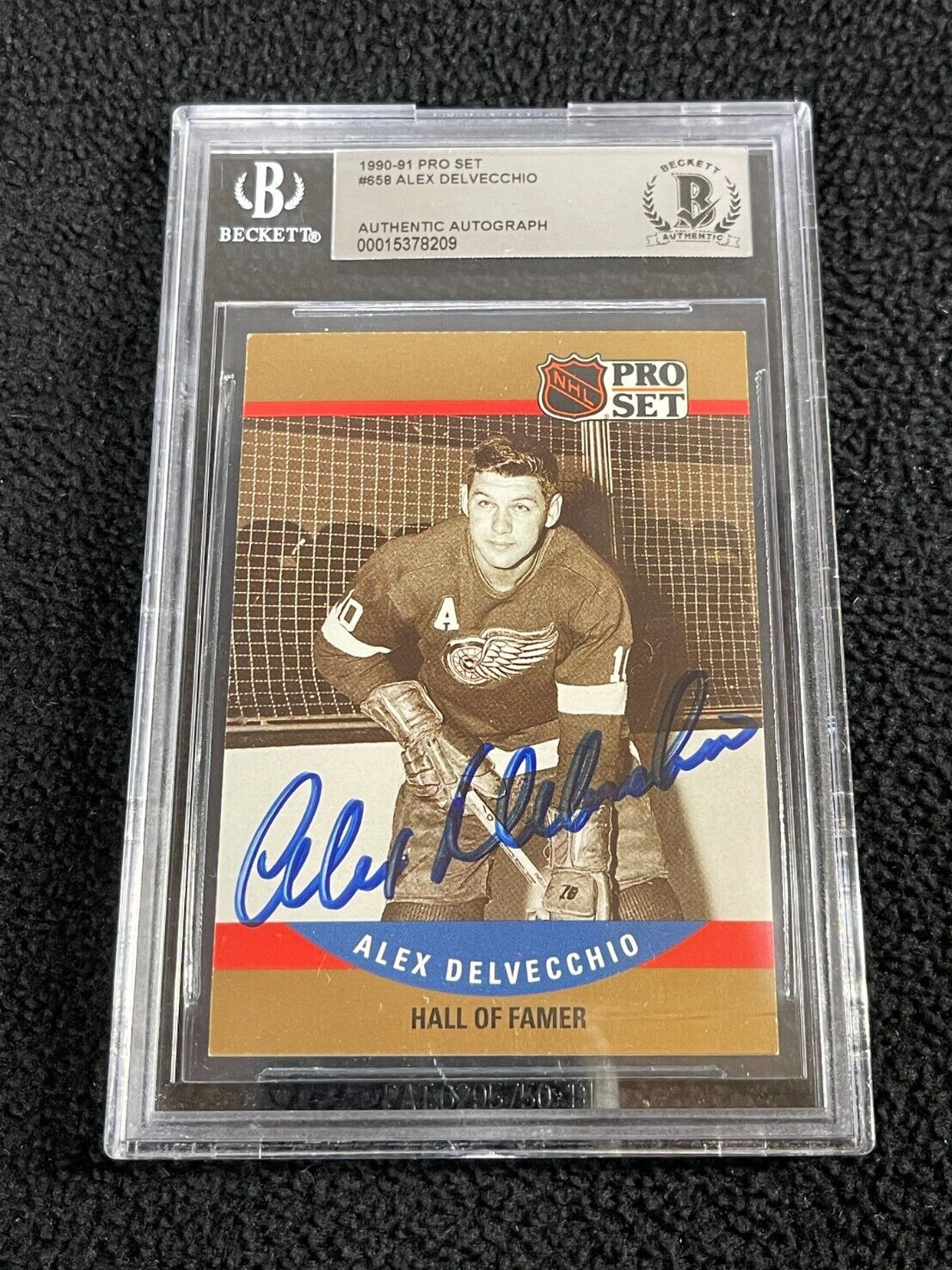 Alex Delvecchio Signed 1990-91 Pro Set Card #658 Beckett Certified ...