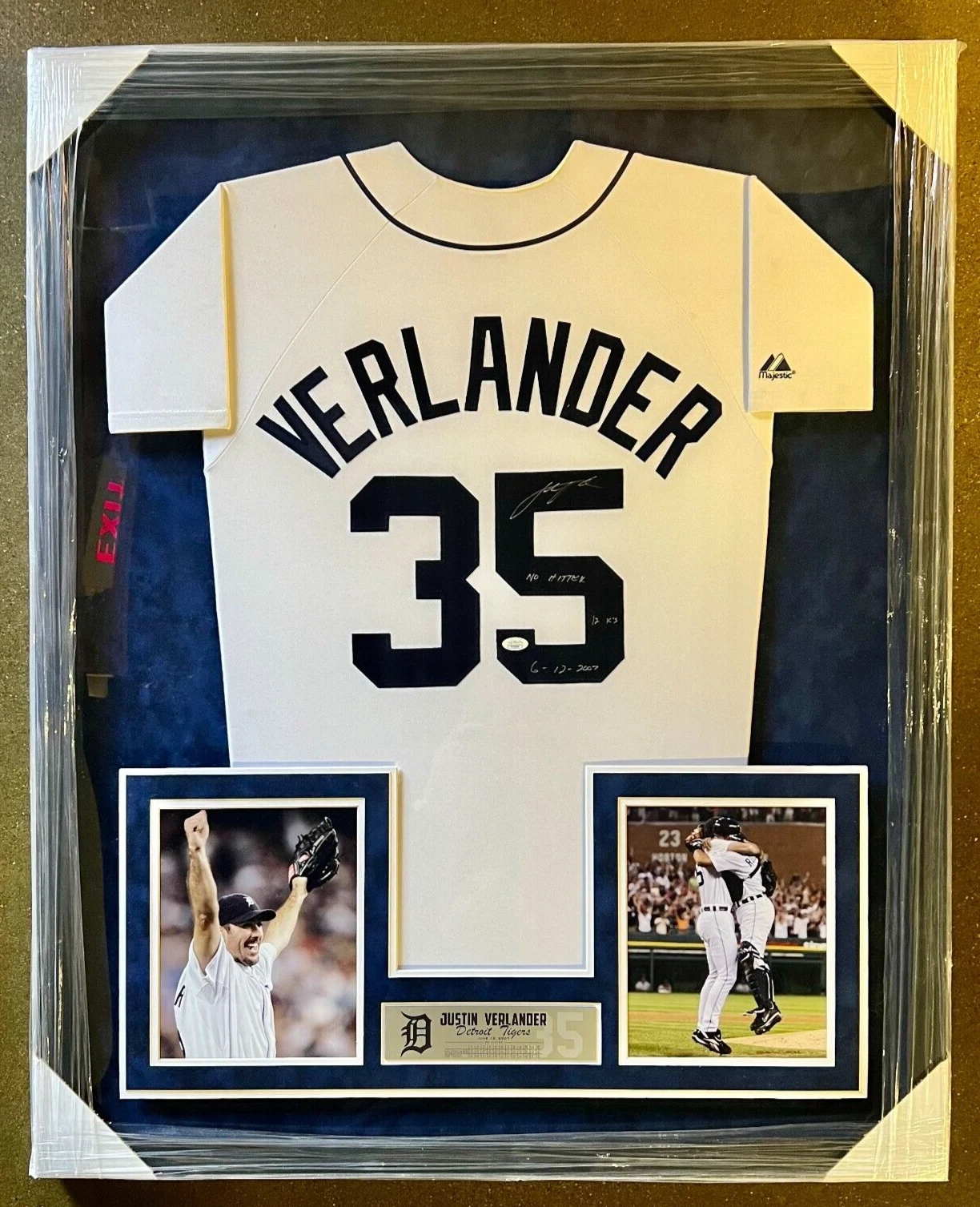 Justin Verlander Signed Inscribed 1st No Hitter Framed Detroit Tigers ...