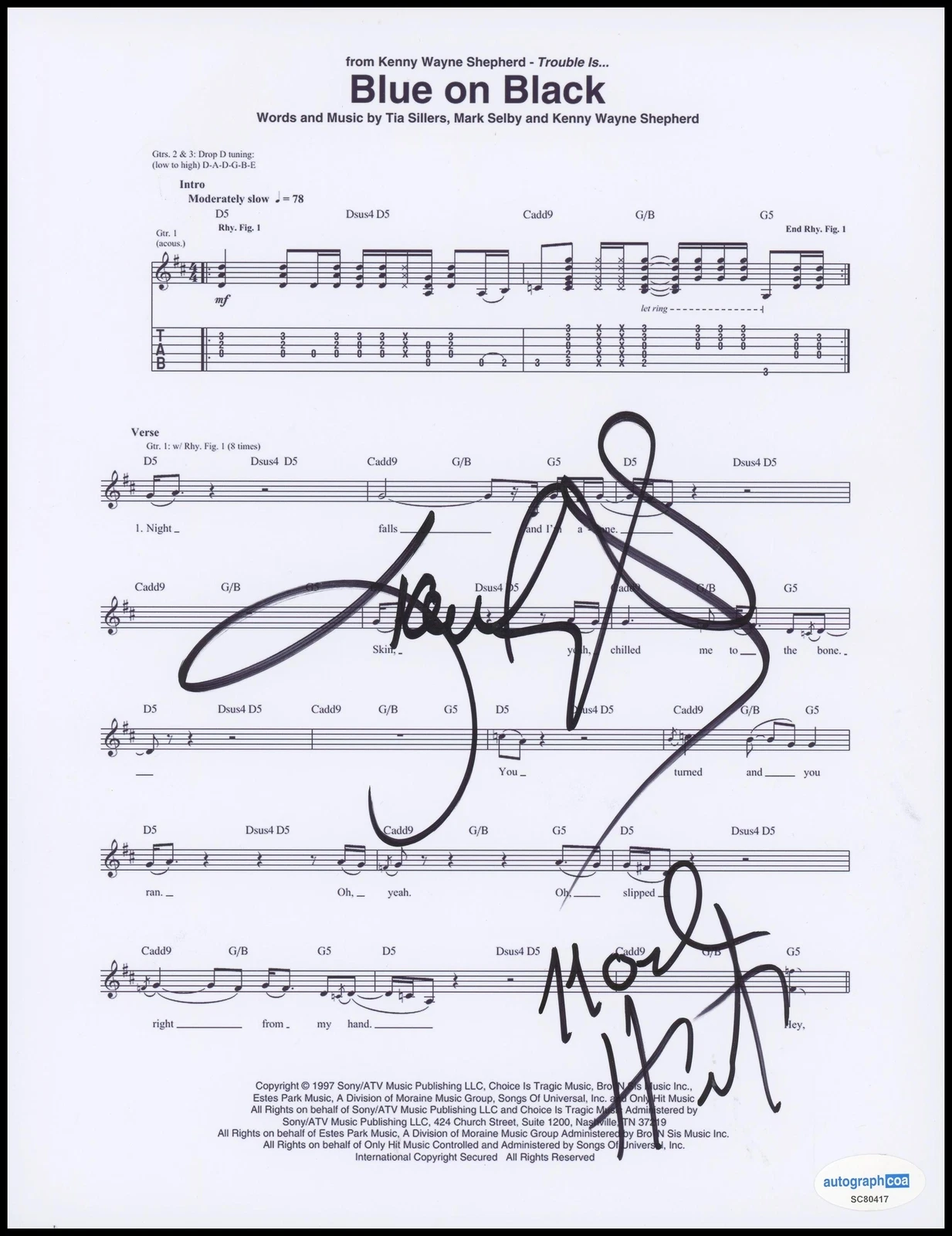 Kenny Wayne Shepherd & Noah Hunt AUTOGRAPH Signed 'Blue on Black' Sheet ...
