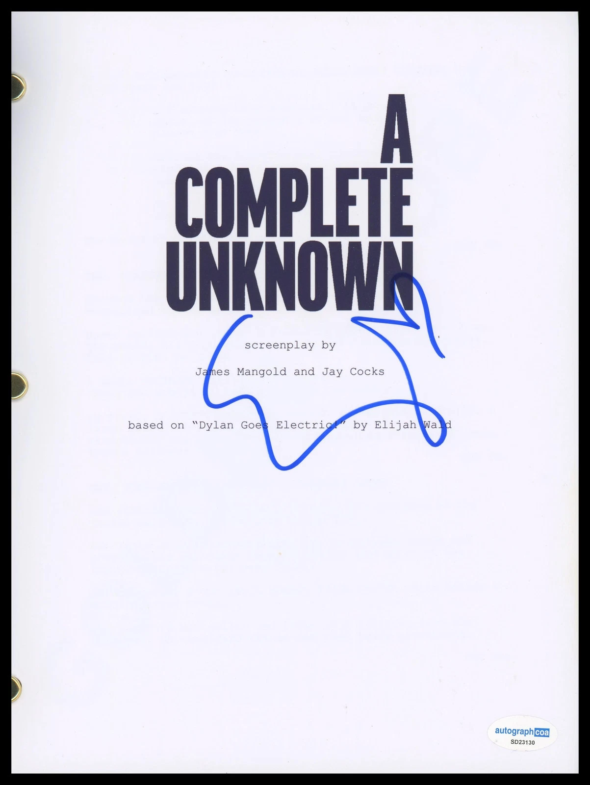 Elle Fanning "A Complete Unknown" AUTOGRAPH Signed Full Script Screenplay ACOA | Autographia