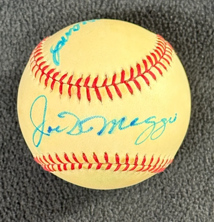 Joe DiMaggio & Ted Williams Signed OML Basbeall New York Yankees Red ...