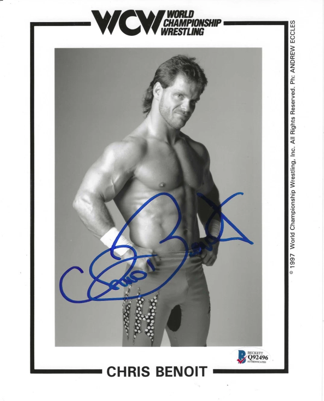 Chris Benoit Signed Original WCW Promo 8x10 Photo WWE WWF Beckett COA ...