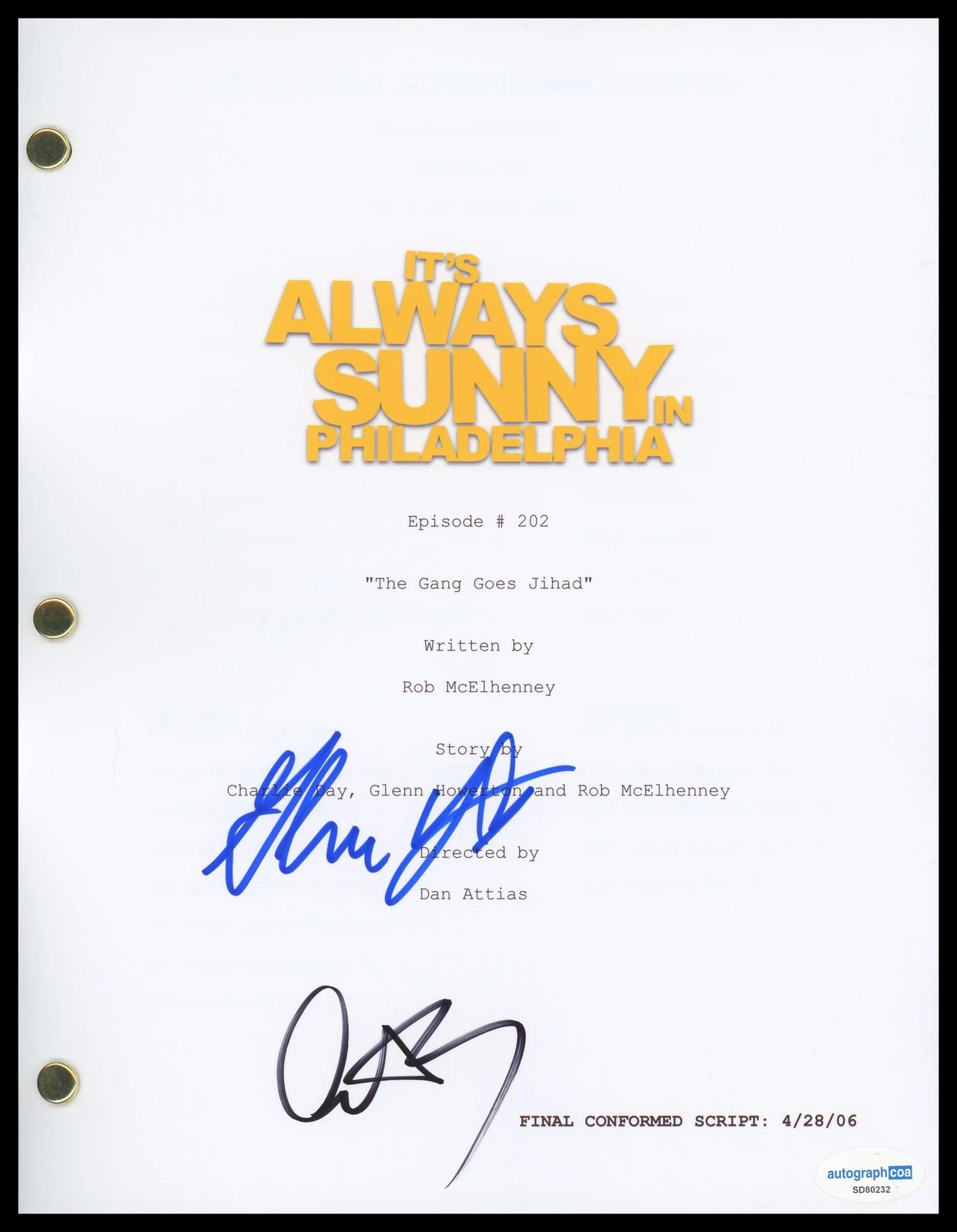 Charlie Day & Glenn Howerton "It's Always Sunny in Philadelphia" SIGNED ...
