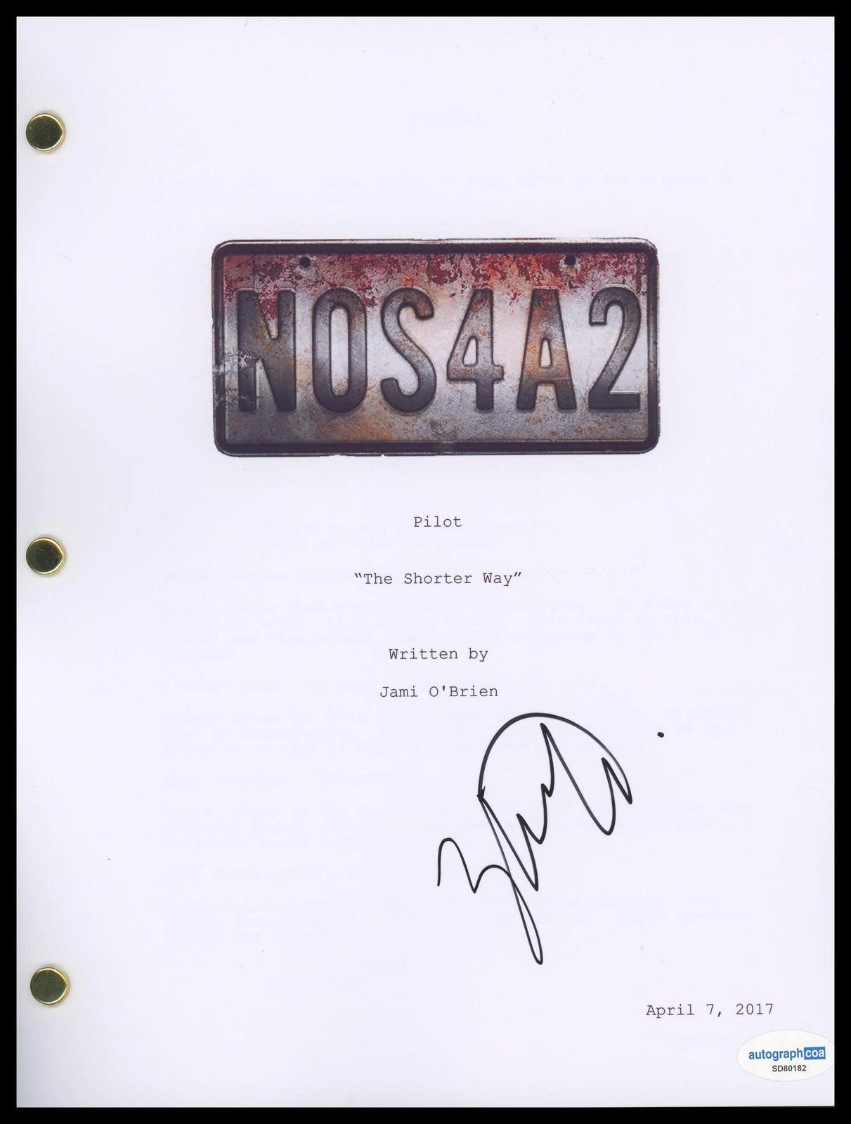 Zachary Quinto "NOS4A2" Autograph SIGNED Charlie Manx Pilot Episode ...