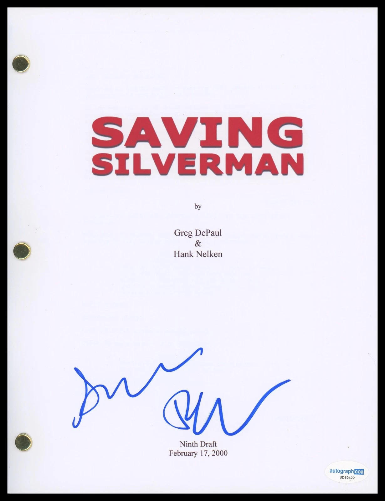 Amanda Peet "Saving Silverman" AUTOGRAPH Signed Complete Script ...