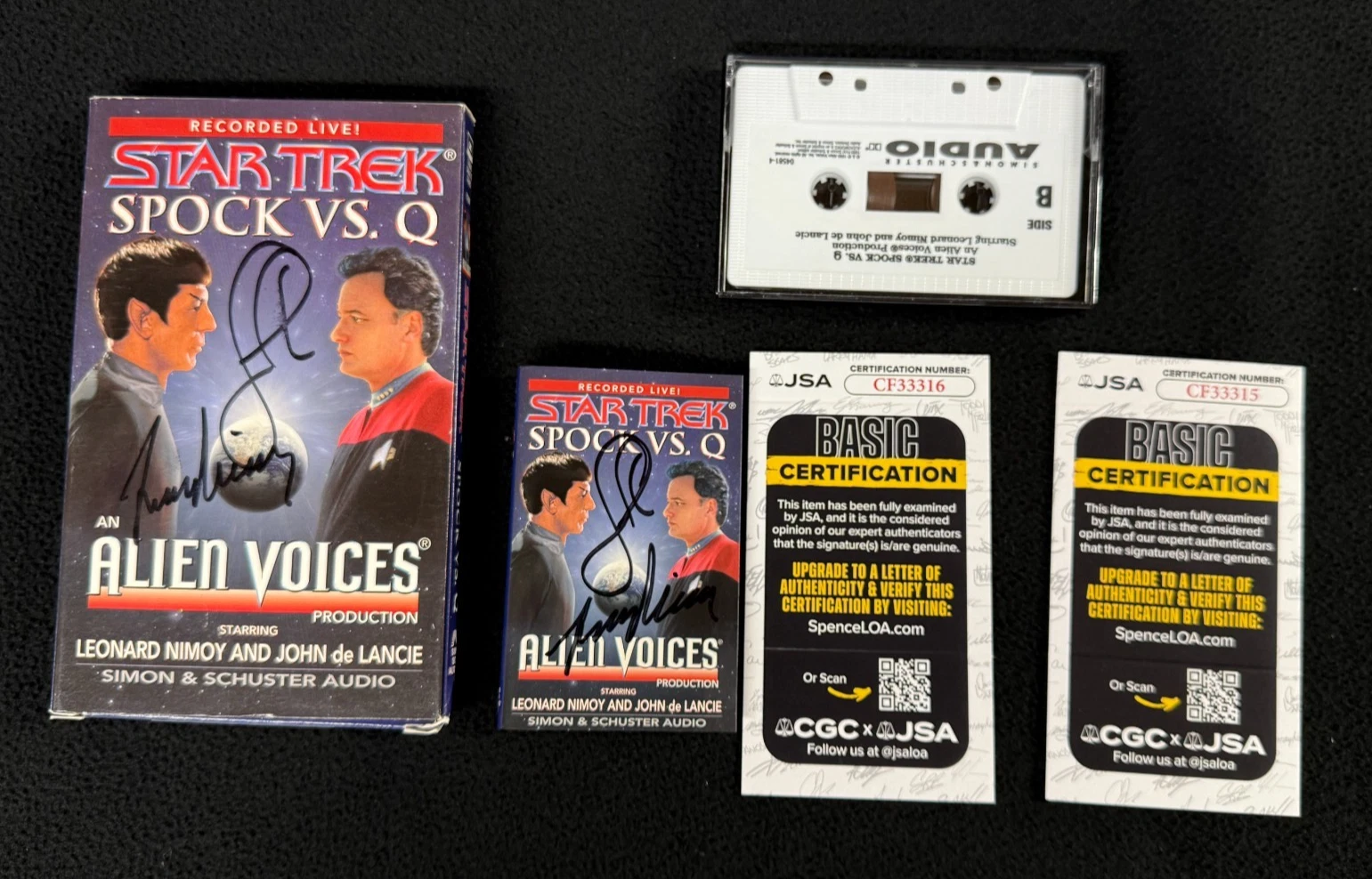 Leonard Nimoy + John de Lancie Signed Alien Voices Q Vs Spock Audiobook ...