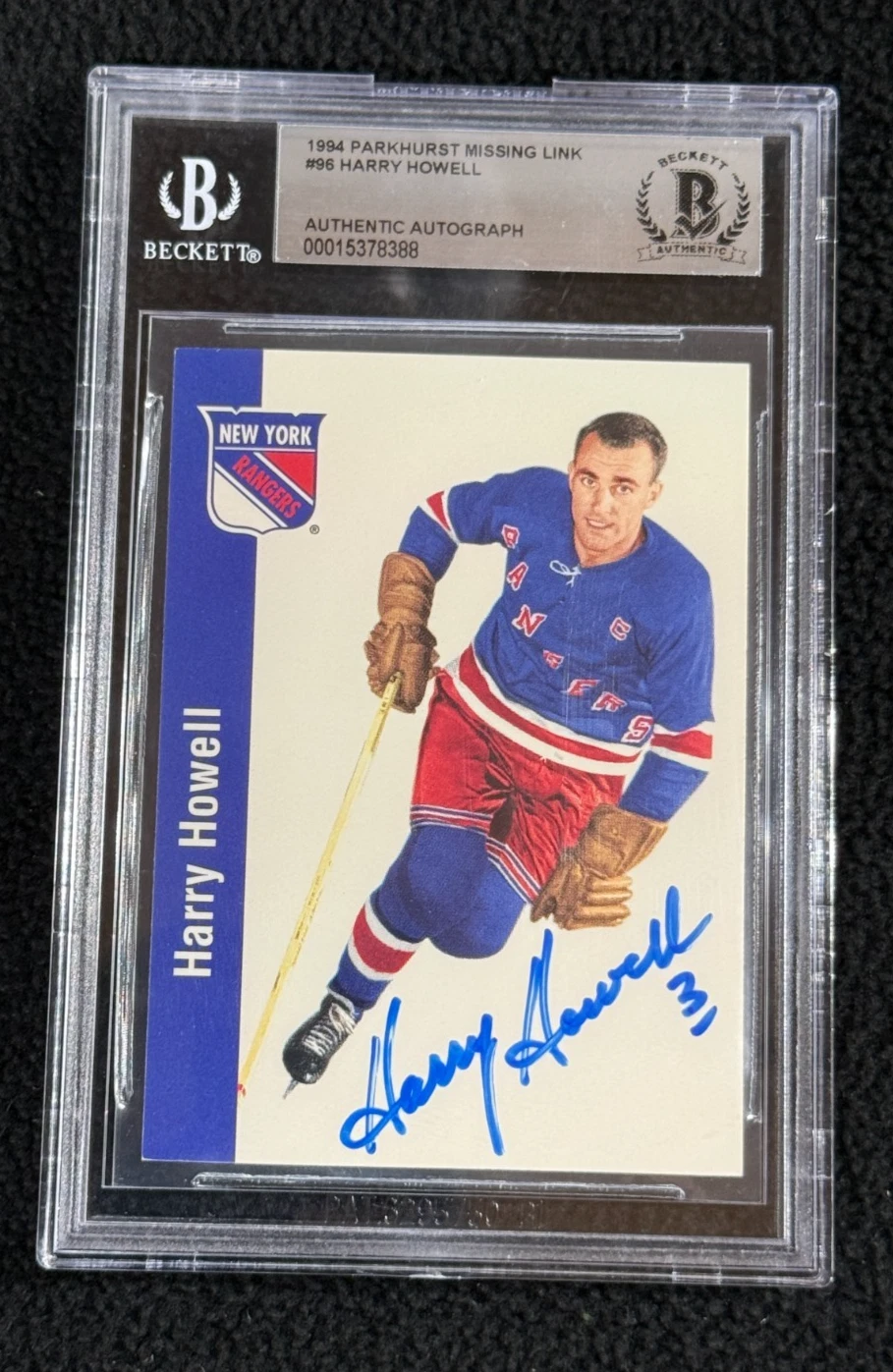 Harry Howell Signed 1994 Parkhurst Card #96 Beckett Certified New York ...
