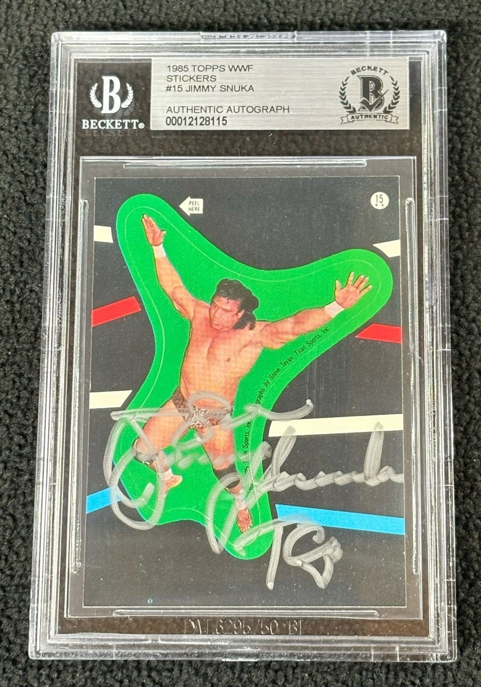 Jimmy Superfly Snuka Signed 1985 Topps WWF Sticker Card 15 Beckett ...