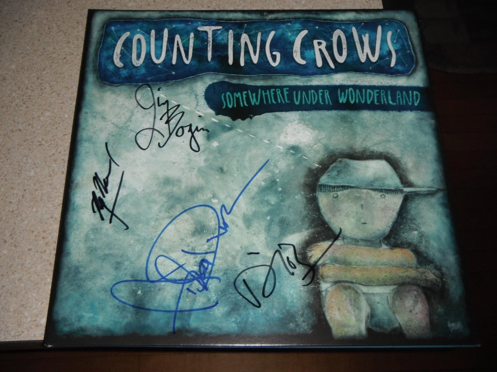 COUNTING CROWS GROUP SIGNED SOMEWHERE UNDER WONDERLAND VINYL ALBUM ...