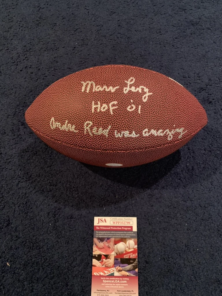 Marv Levy Signed Football, Amazing Inscription, Andre Reed Was Amazing ...