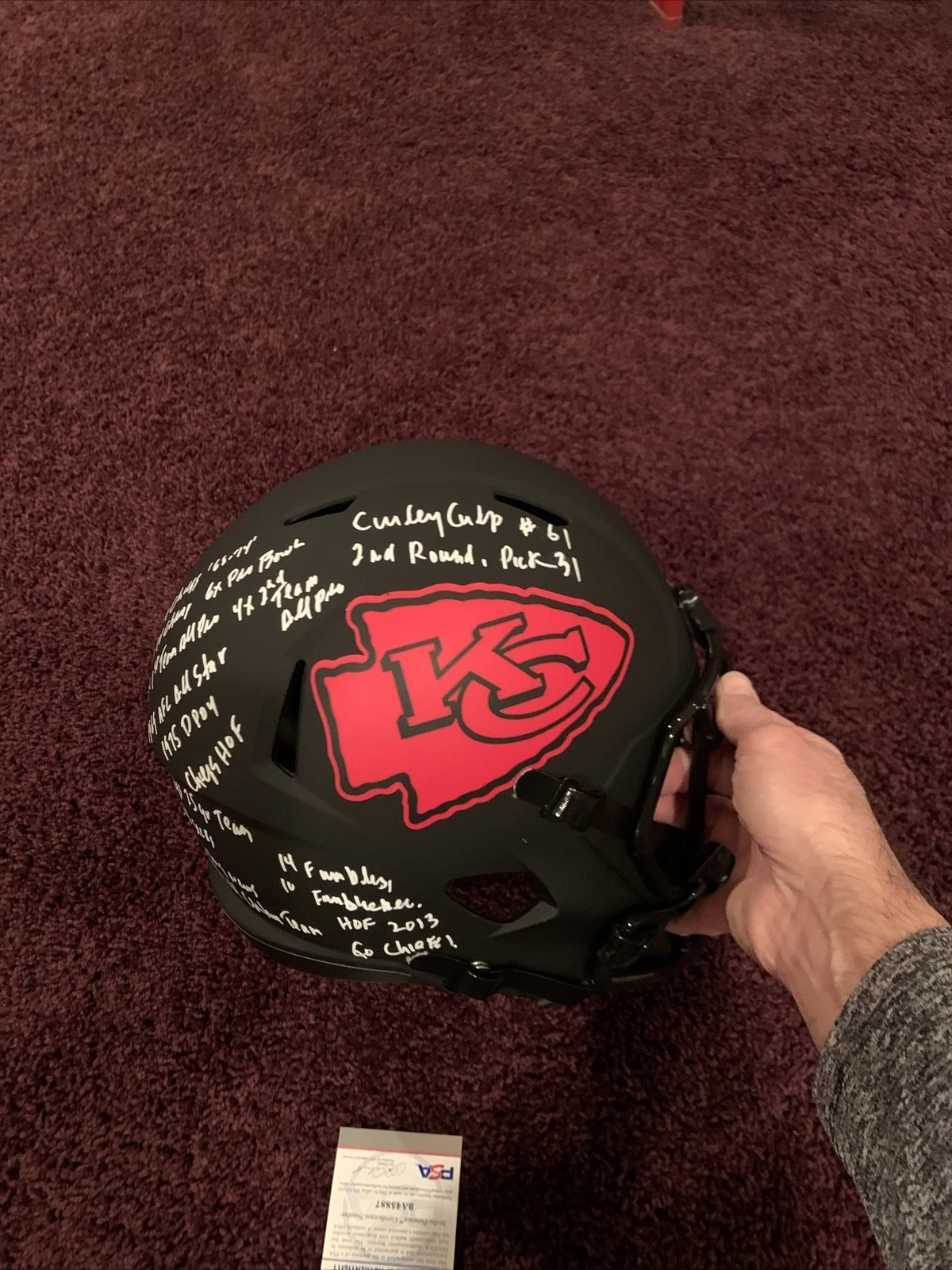 RARE Curley Culp SIGNED Chiefs Amp FULL SIZE STAT HELMET PSA 17 ...