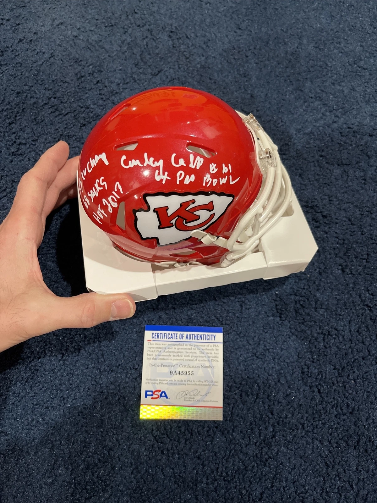 RARE Curley Culp SIGNED Chiefs 4 Stat MINI HELMET HOF PSA WITNESS ...