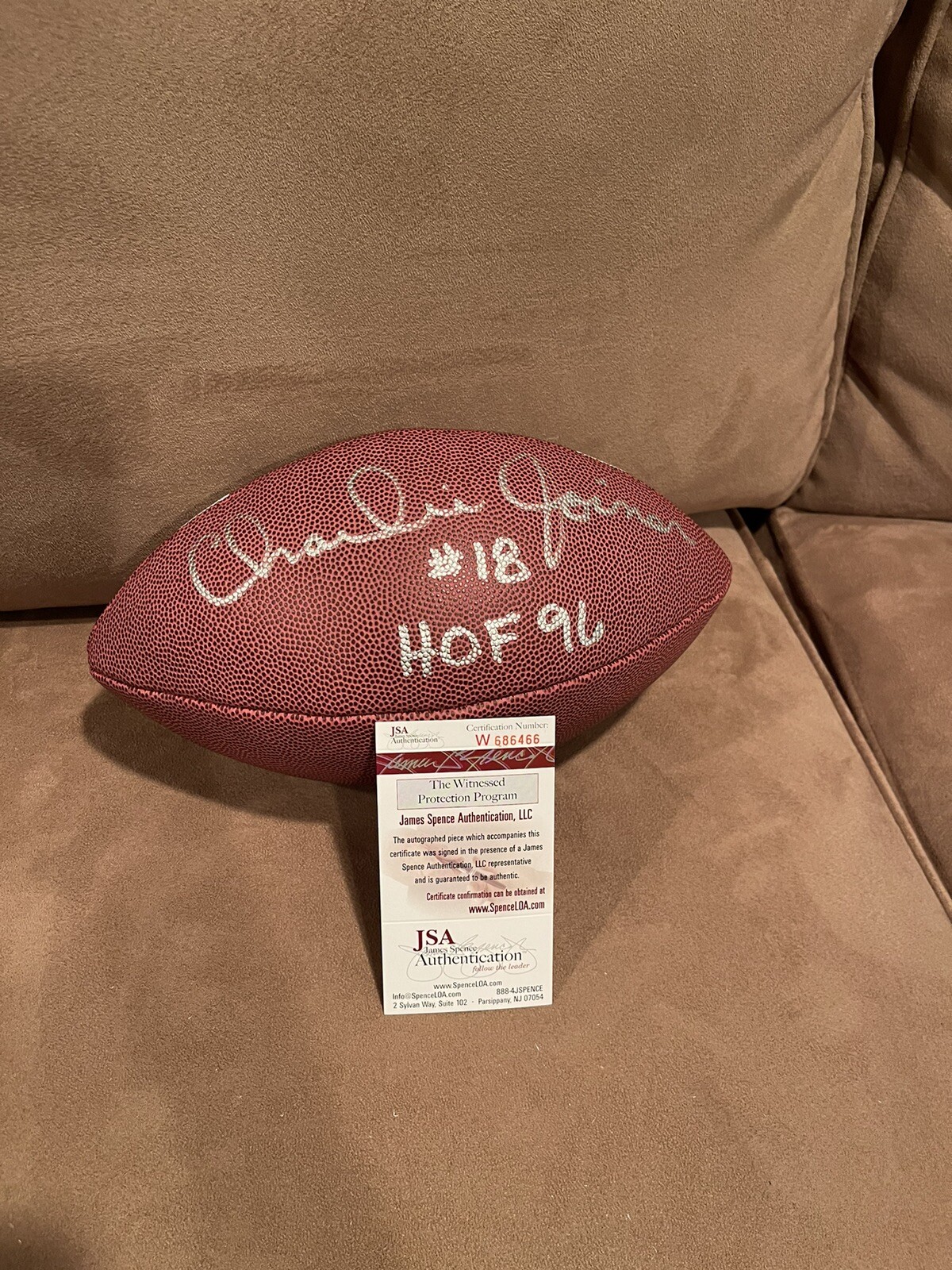Charlie Joiner Signed Full Size Football JSA, Chargers HoF Inscription ...