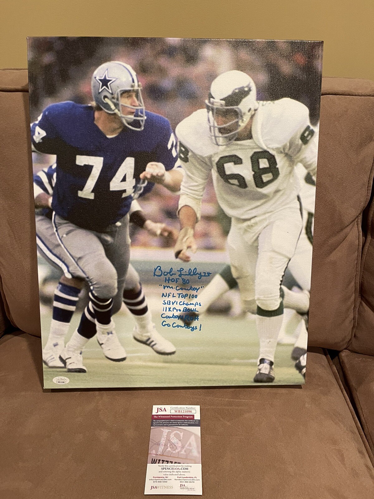 Bob Lilly SIGNED 16 By 20 Stat Canvas Dallas Cowboys JSA 7 Inscriptions ...