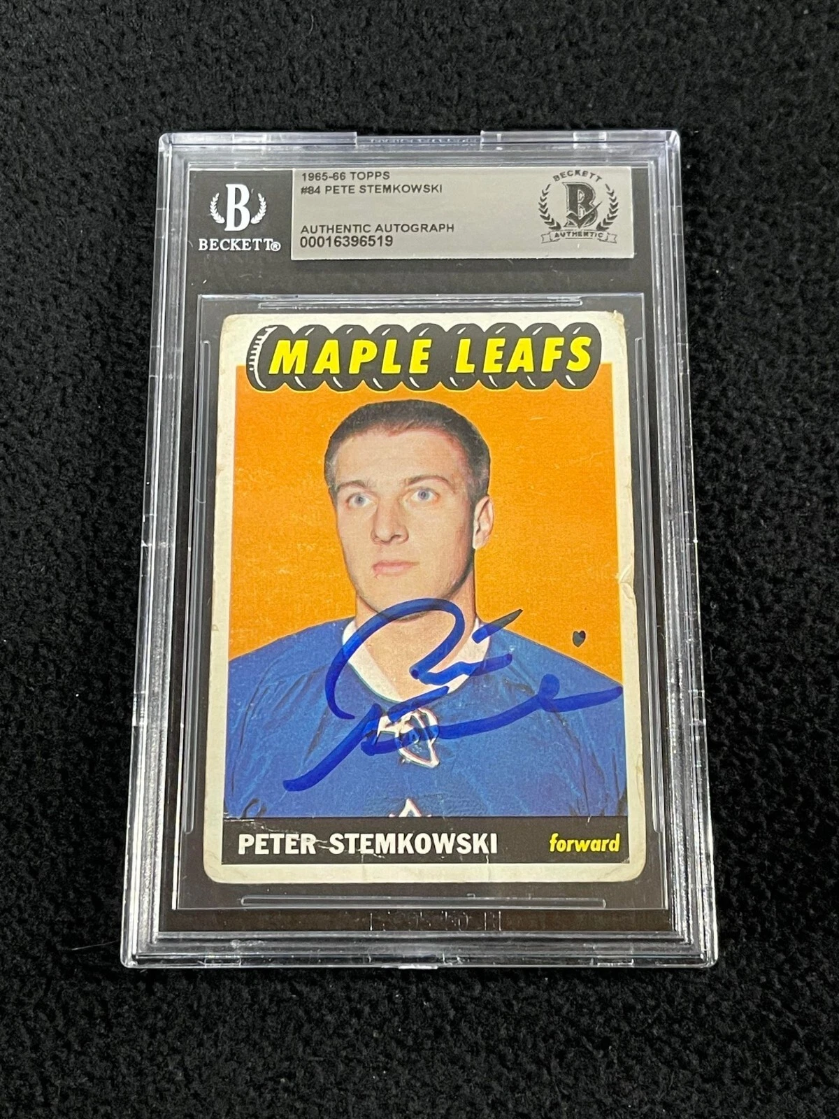Peter Stemkowski Signed 1965-66 Topps Rookie Hockey Card #84 Beckett ...