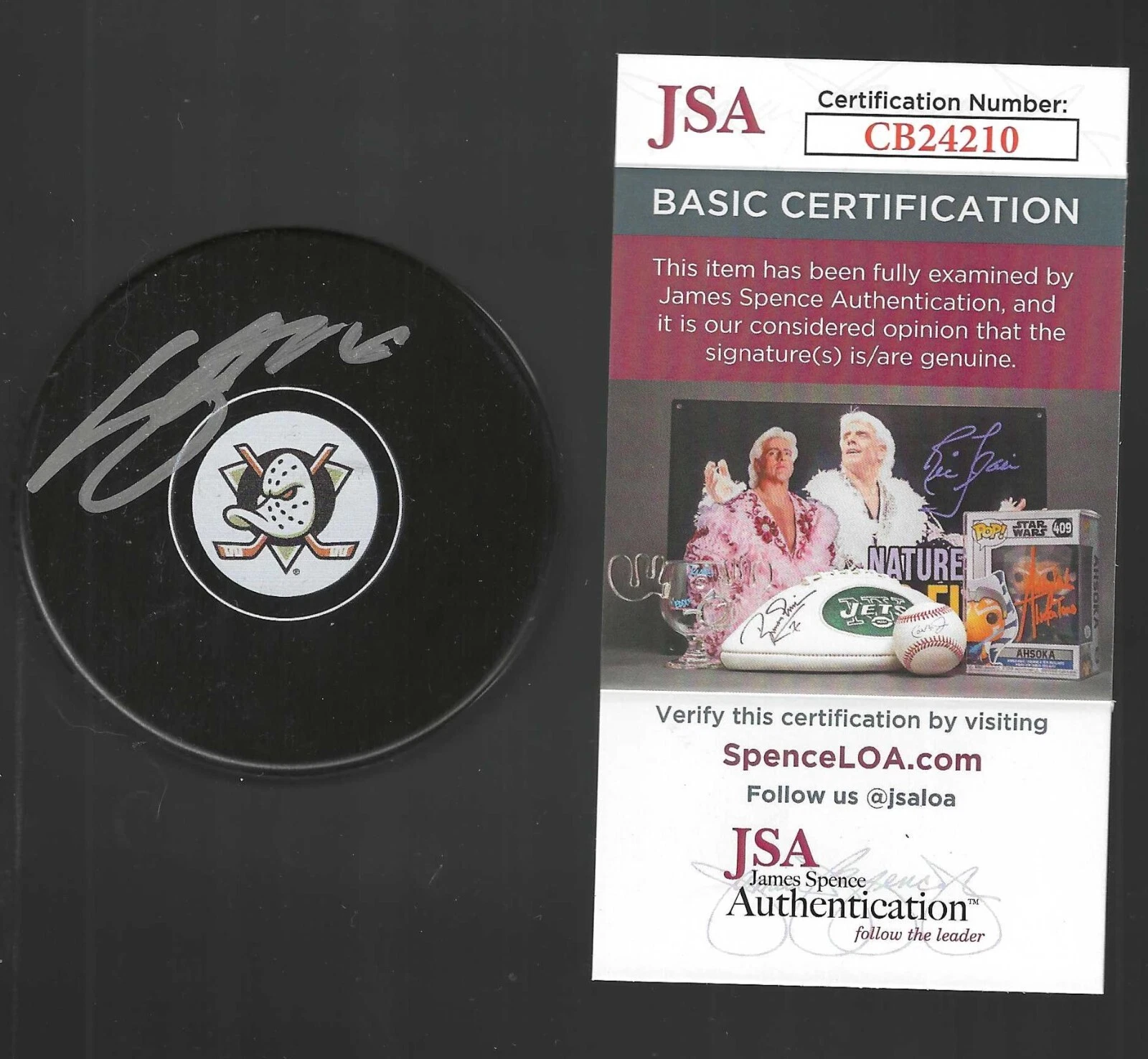 Cutter Gauthier Signed Anaheim Mighty Ducks Puck JSA COA | Autographia