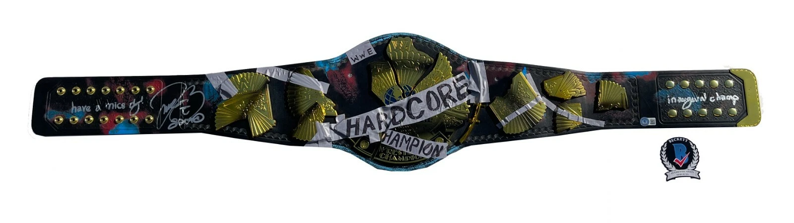 Mankind Signed Inscribed WWF Hardcore Champion Title Beckett COA WWE ...
