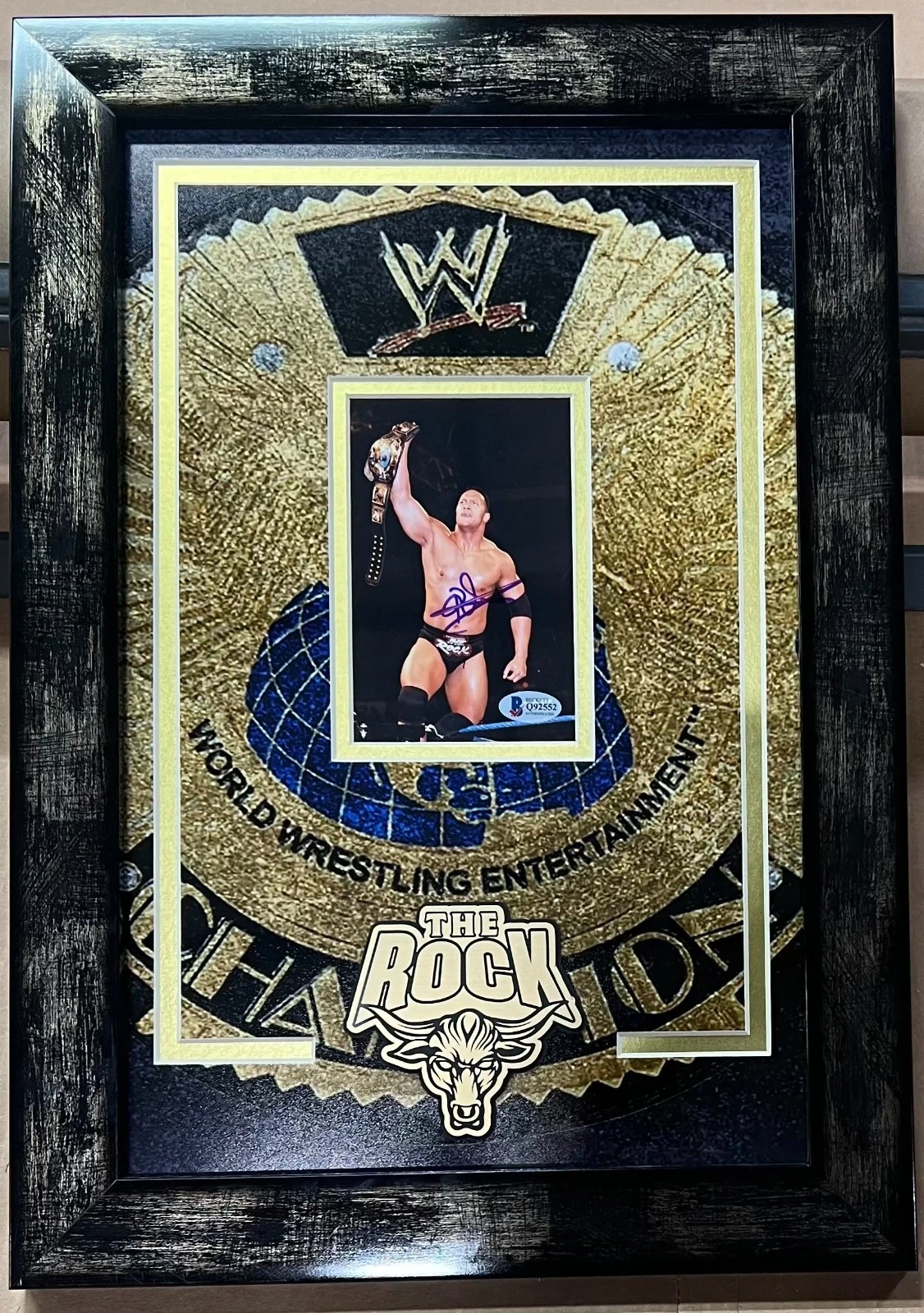 The Rock Signed Framed Matted WWF Champion 4x6 Photo WWE Dwayne Johnson ...