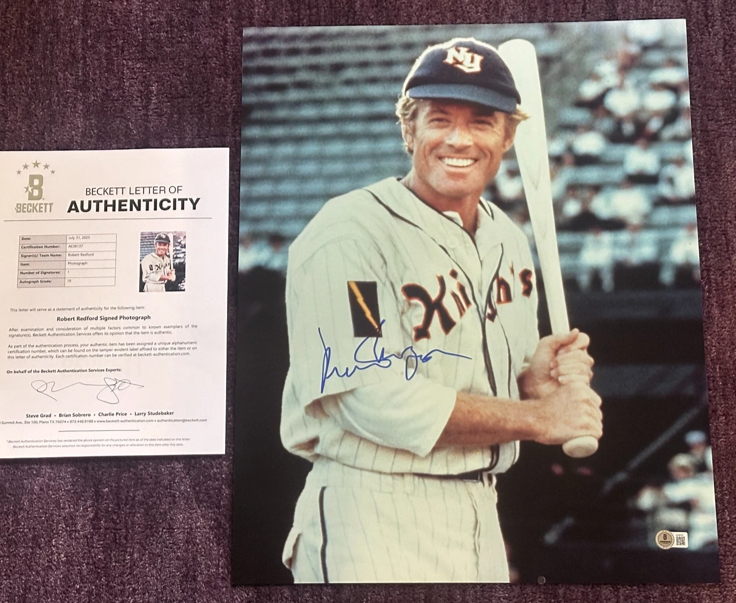 ROBERT REDFORD Signed THE NATURAL 16x20 PHOTO w/ Beckett (BAS) LOA Auto ...
