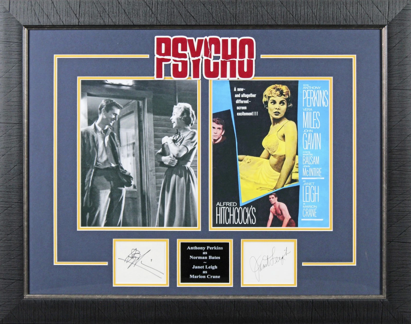 Janet Leigh & Anthony Perkins Psycho Signed 3x5 Index Card Framed ...