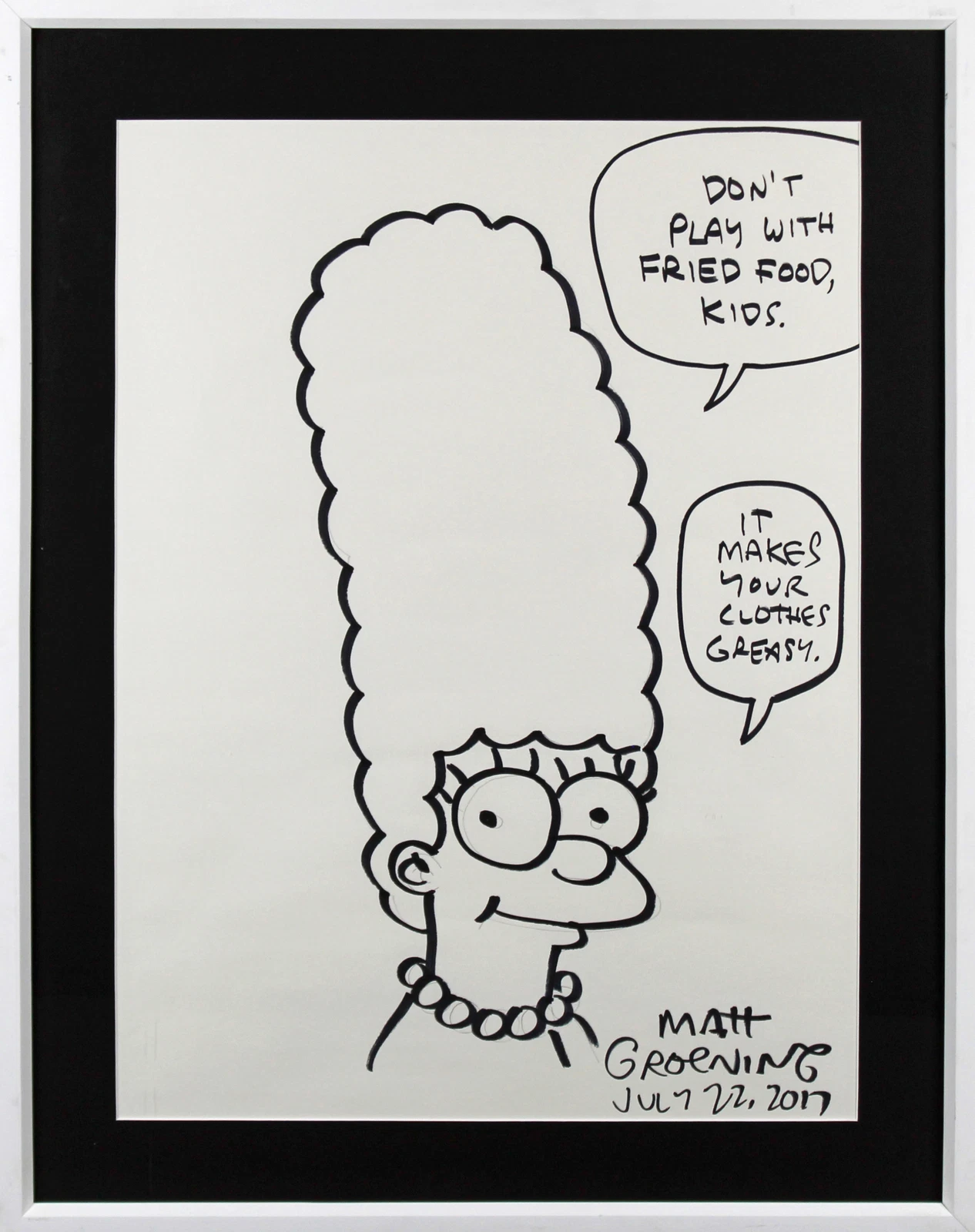 Matt Groening The Simpsons Signed & Framed 18x22 Marge Simpson Sketch ...